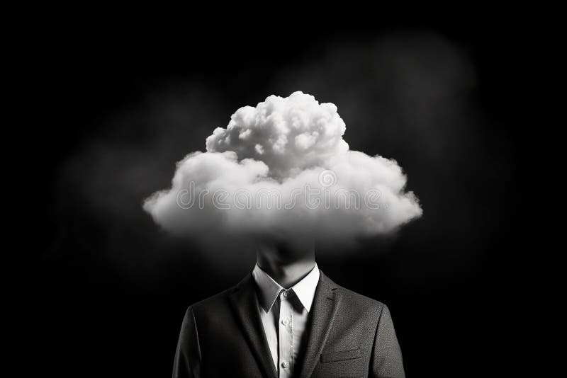 Man with a Cloud Over His Head Having Bad Thoughts Stock Illustration ...