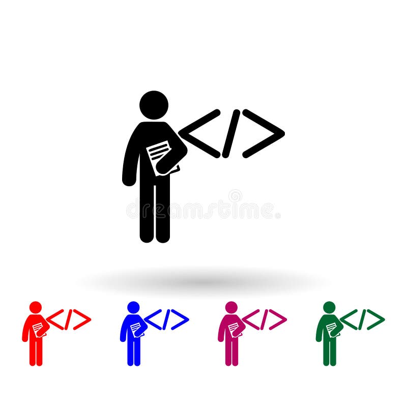 Man with Code Degree Multi Color Icon. Simple Glyph, Flat Vector of ...