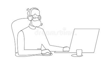 Man Coder Development Programming Computer Vector Illustration Stock ...