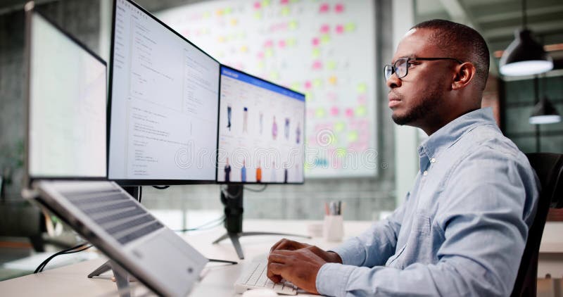 147 Coding Office Multiple Monitors Laptop Stock Photos - Free ...