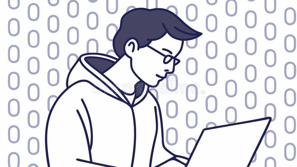 Man Coding on Laptop, Software Development Programming, Vector Design ...