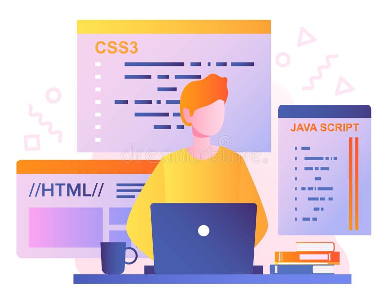 Man coding at laptop stock illustration. Illustration of blue - 274820400 Man coding at laptop stock illustration. Illustration of blue - 274820400