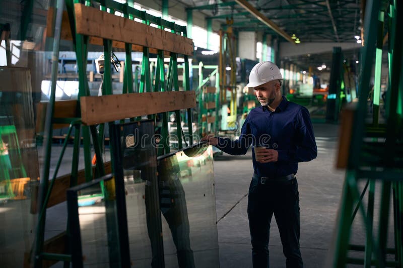 Window Production Master in a Workshop at His Workplace Stock Image ...