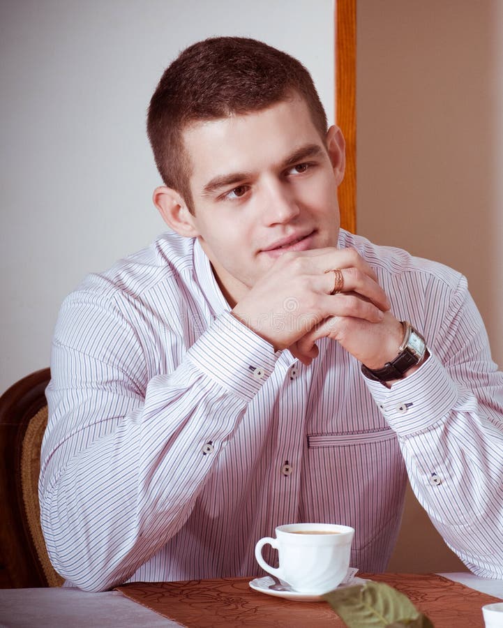 Man with coffee in cafe stock image. Image of caucasian - 28711769