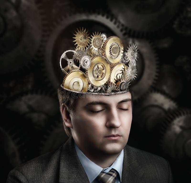 Man with Bearing in His Brain Stock Image - Image of mind, gears: 49630627
