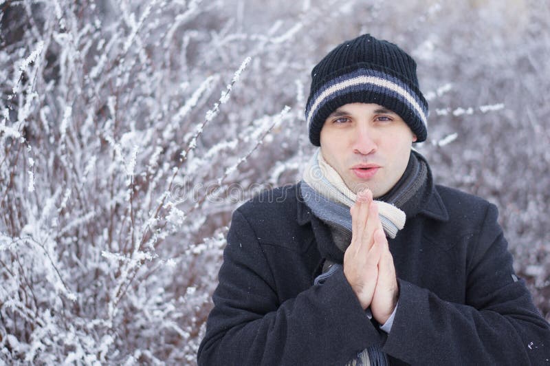 Man is cold stock photo. Image of person, winter, scarf - 28100858