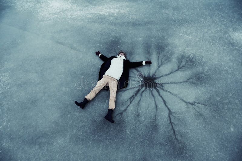 Man on cold ice stock photo. Image of emotion, problem - 65591790