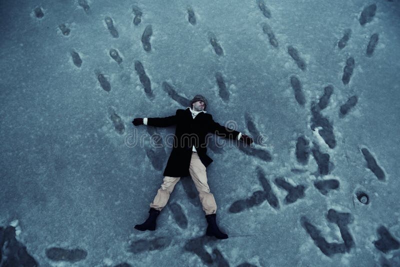 Man on cold ice stock photo. Image of emotion, problem - 65591790