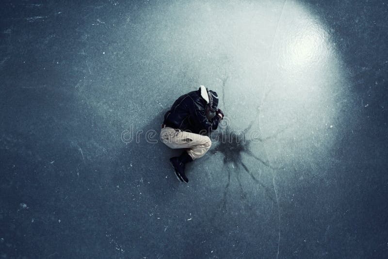 Man on cold ice stock photo. Image of emotion, problem - 65591790