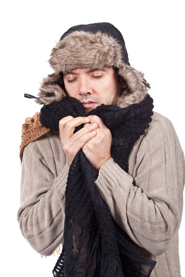 Man with Cold Wearing a Scarf and a Bonnet Stock Photo - Image of ...