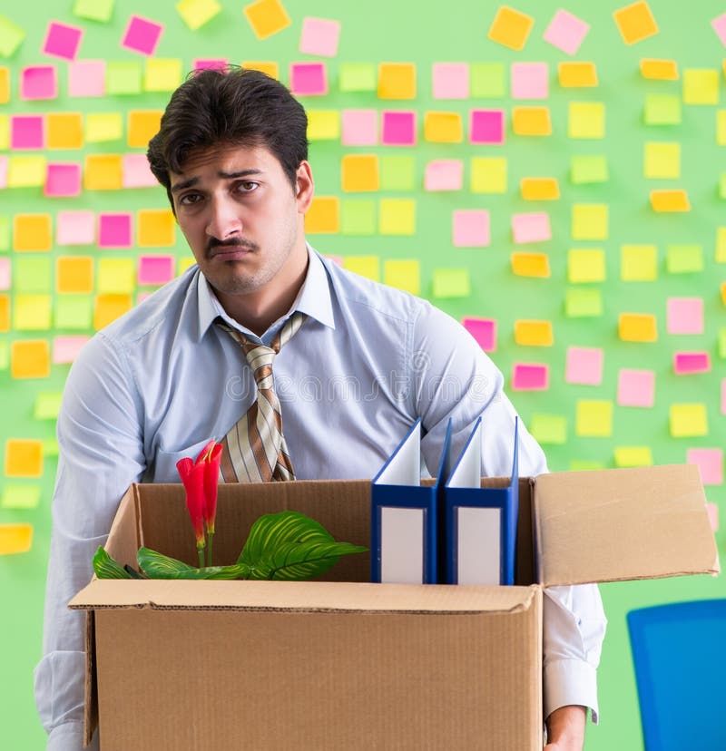 Man Collecting His Stuff after Redundancy in the Office with Man Stock ...