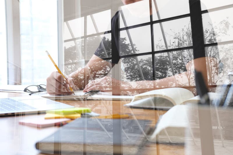 Man College Student Studying Learning Lesson Online Taking Note Stock ...