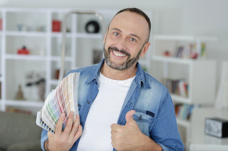 Man with Color Swatches in Your Hand Stock Image - Image of thumbup ...