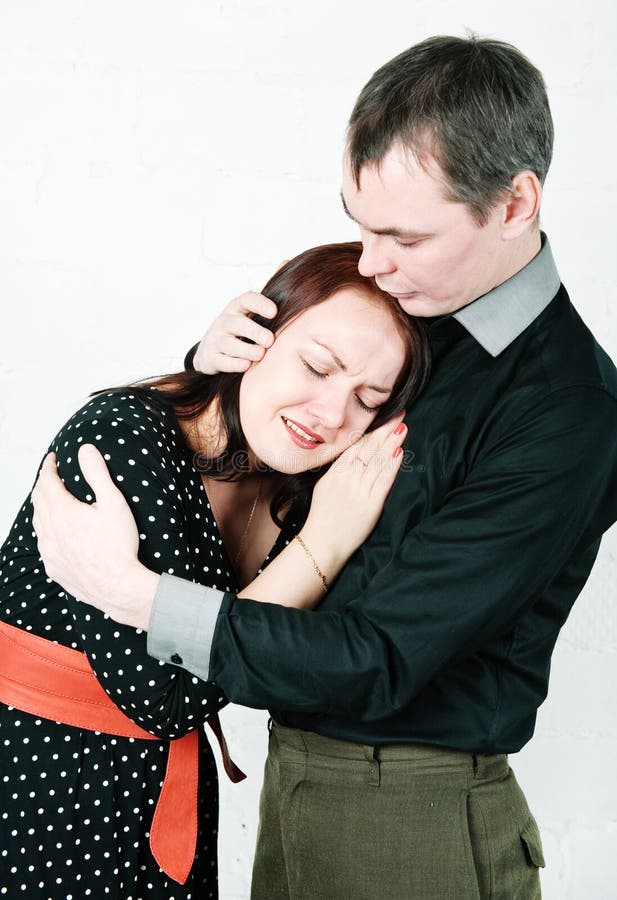 Woman Comforting Her Crying Man Stock Image - Image of relationship ...