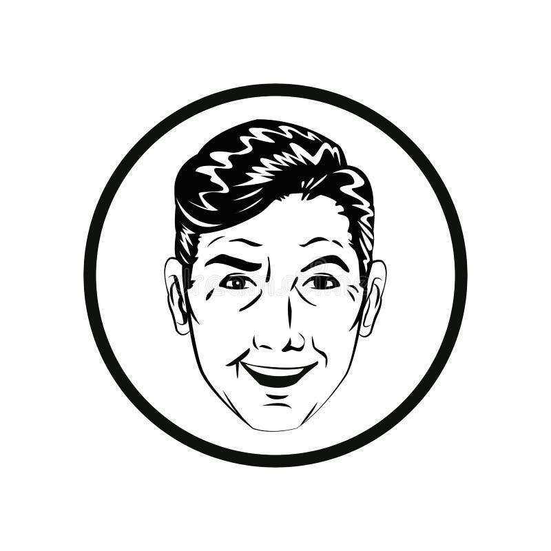 Comic Style Face of Man with White Hair Icon Stock Illustration ...