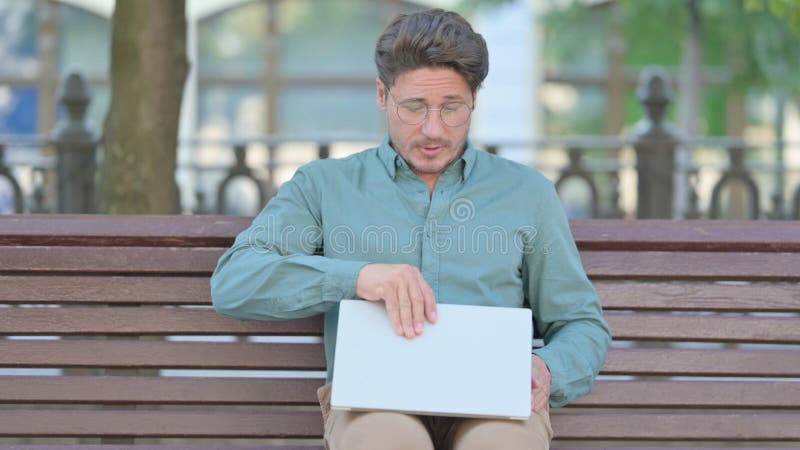 Man Coming Back Opening Laptop Outdoor Stock Image - Image of summer ...