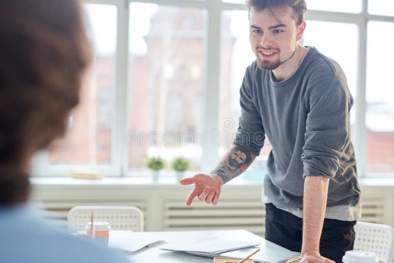 Man Communicating at a Meeting Stock Image - Image of planning ...