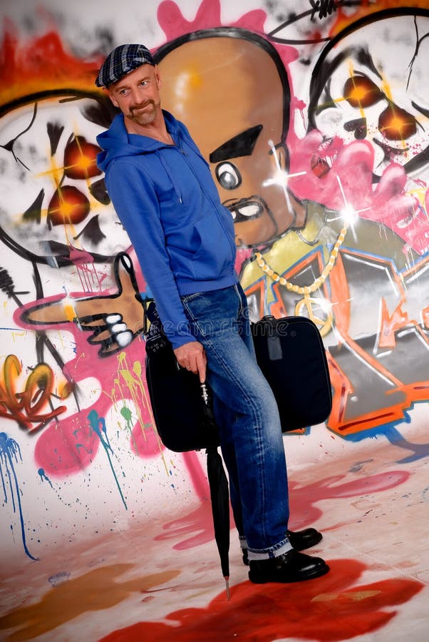 Man Commuter, Urban Graffiti Stock Photo - Image of middle, white: 10765896