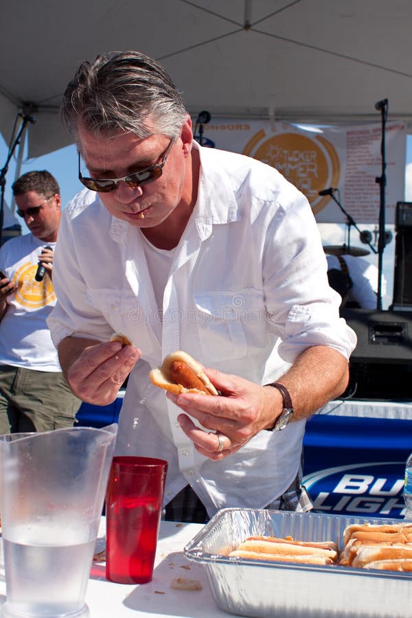 Eating Contest Pizza. Fat Man Eating Fast Food For Overweight Person ...