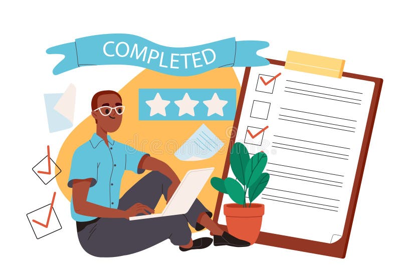 Man with Completed Tasks Vector Stock Vector - Illustration of manager ...