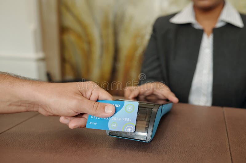 Man Completing Payment Using Card Reader Device Stock Image - Image of ...