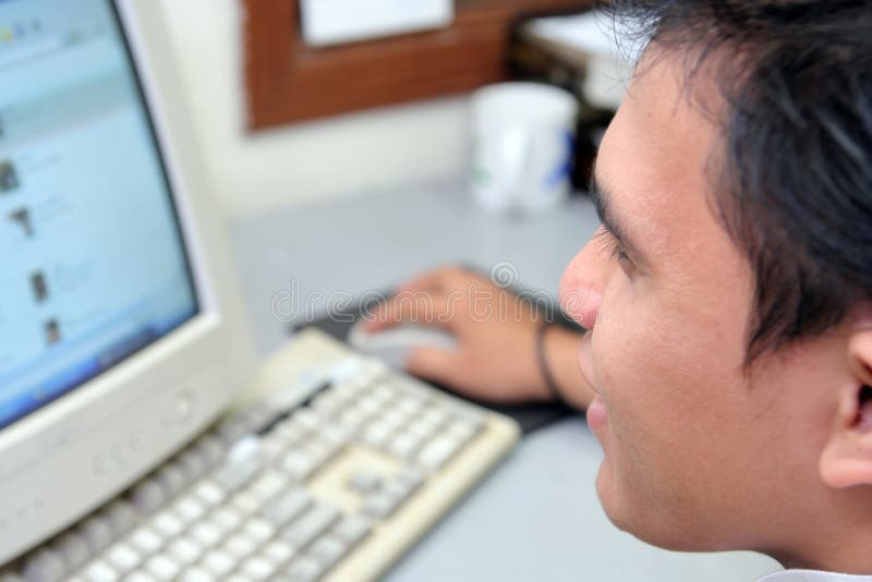 Man and computer stock photo. Image of browsing, computer - 6349498