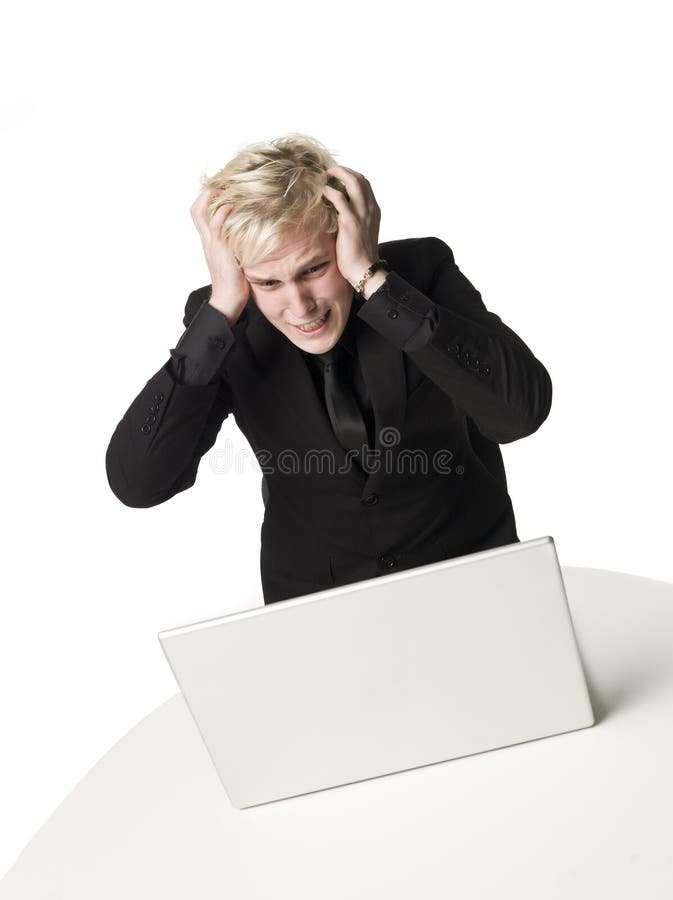 Man with a computer stock photo. Image of male, work, angry - 8590562