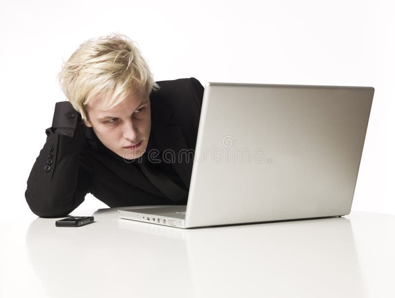 Man with a computer stock photo. Image of human, poker - 8590592