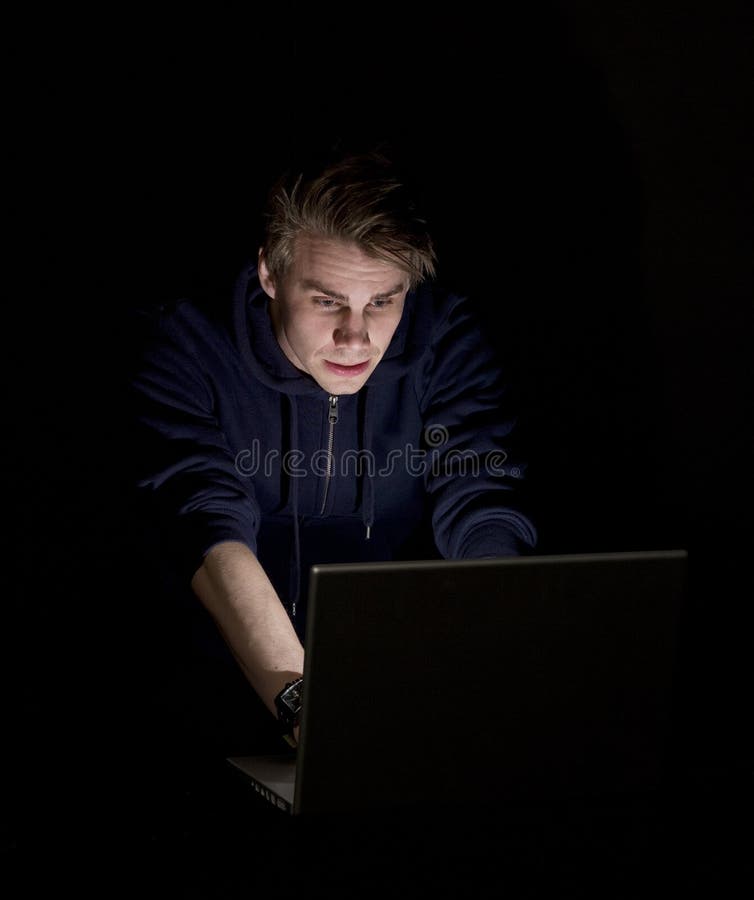 Man with computer stock photo. Image of hacker, studio - 9224852