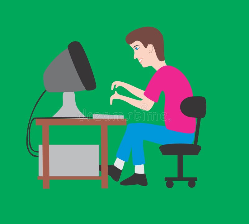 Man and computer stock vector. Illustration of working - 9331414