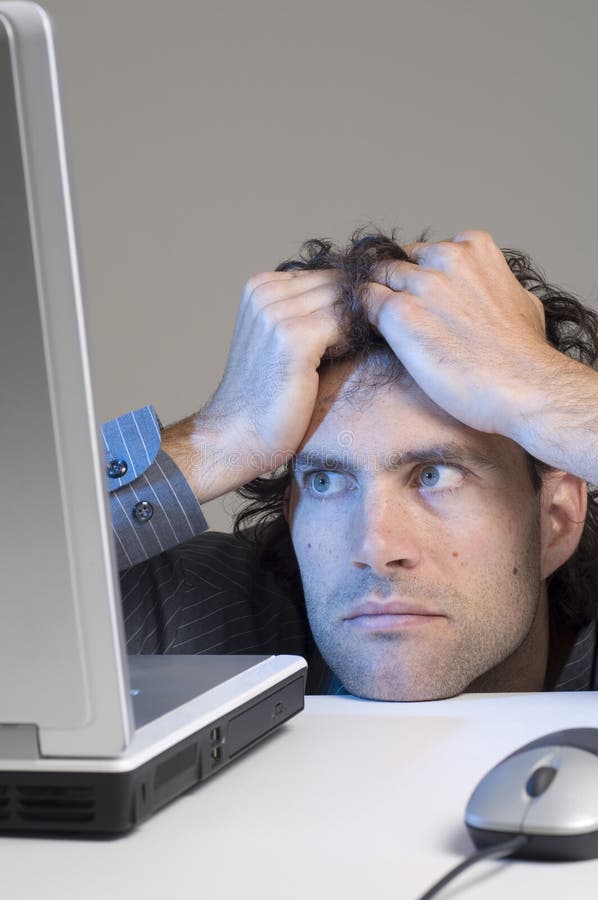 Man and computer stock photo. Image of failure, business - 9861324