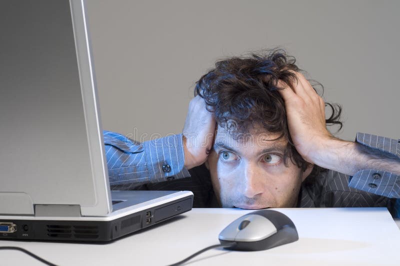 Man and computer stock photo. Image of failure, emotion - 9861246
