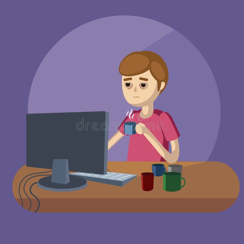 Man and Computer Cartoon Vector Illustration Stock Vector ...