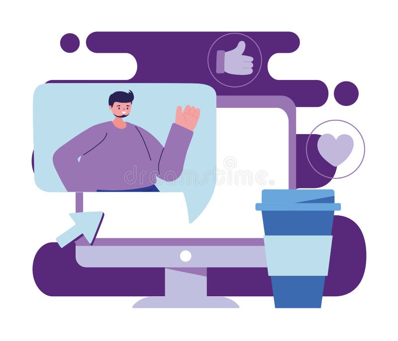 Man with Computer Chatting Vector Design Stock Vector - Illustration of ...