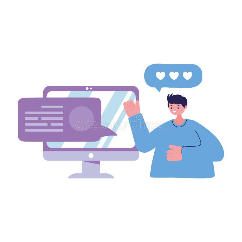 Man with Computer Chatting Vector Design Stock Vector - Illustration of ...