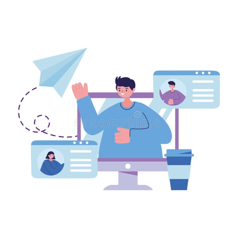 Man with Computer Chatting Vector Design Stock Vector - Illustration of ...