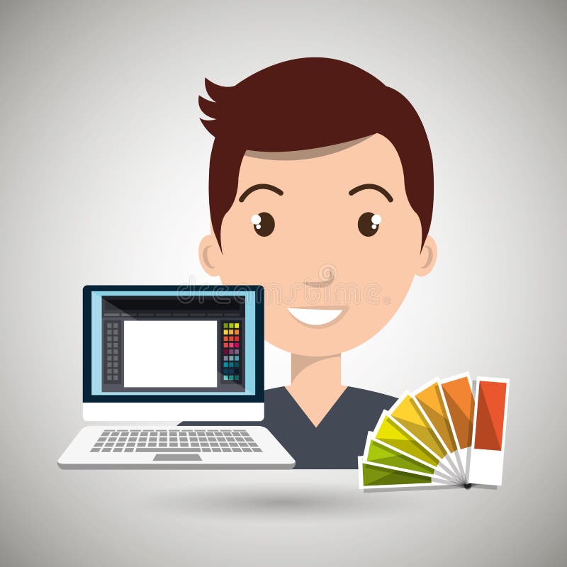 Man computer color chart stock illustration. Illustration of ...