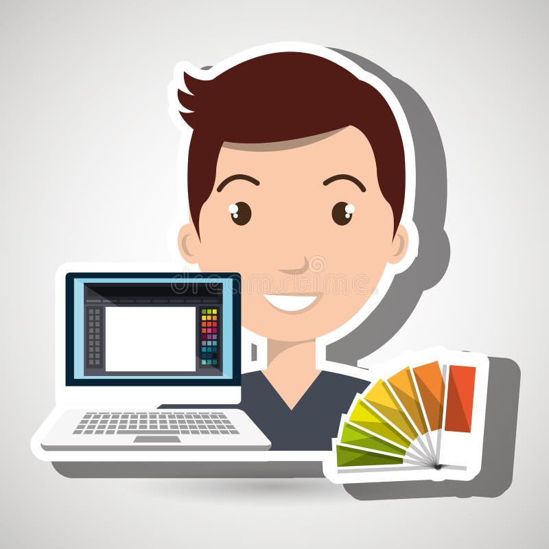 Man computer color chart stock illustration. Illustration of computer ...