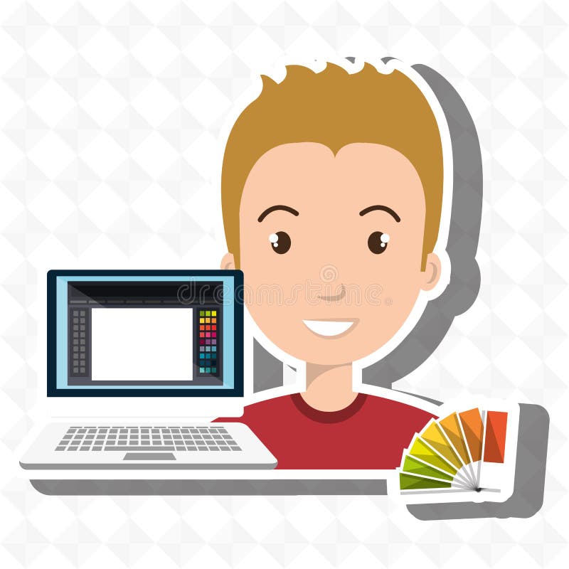 Man computer color chart stock illustration. Illustration of ...