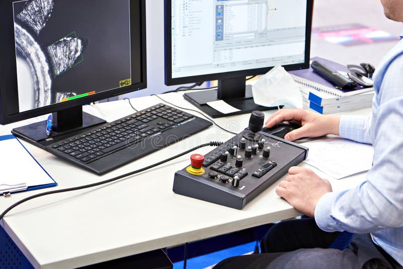 Digital Microscope and Monitor in Lab Stock Image - Image of computer ...