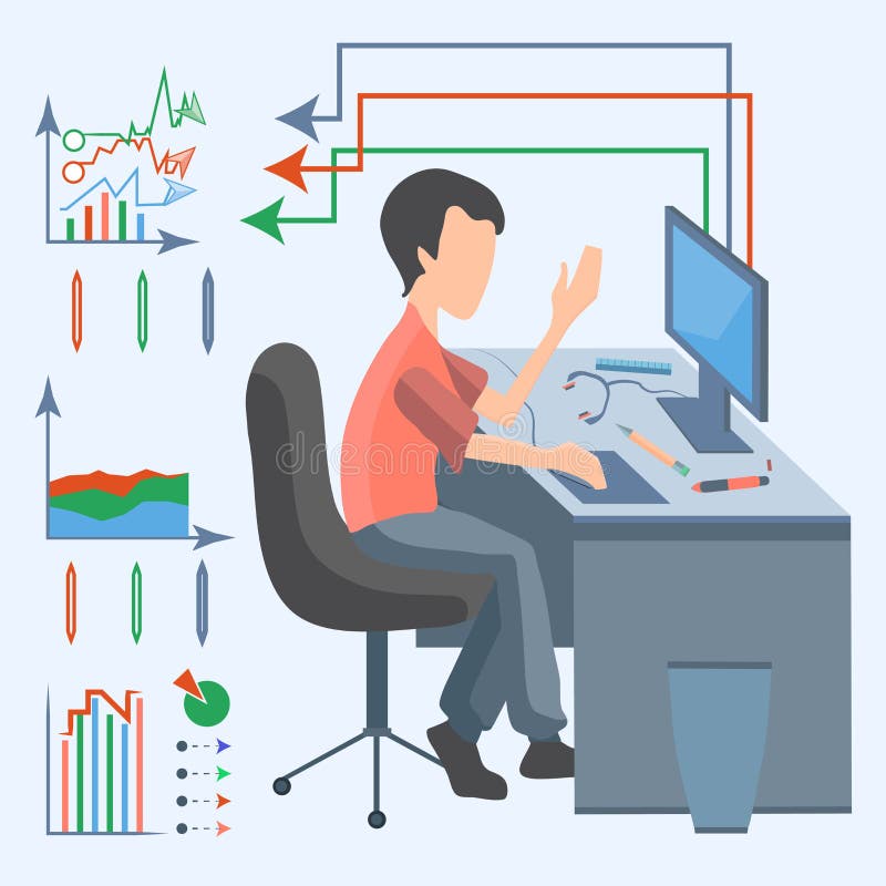 Man computer graphic stock vector. Illustration of communication - 55919585