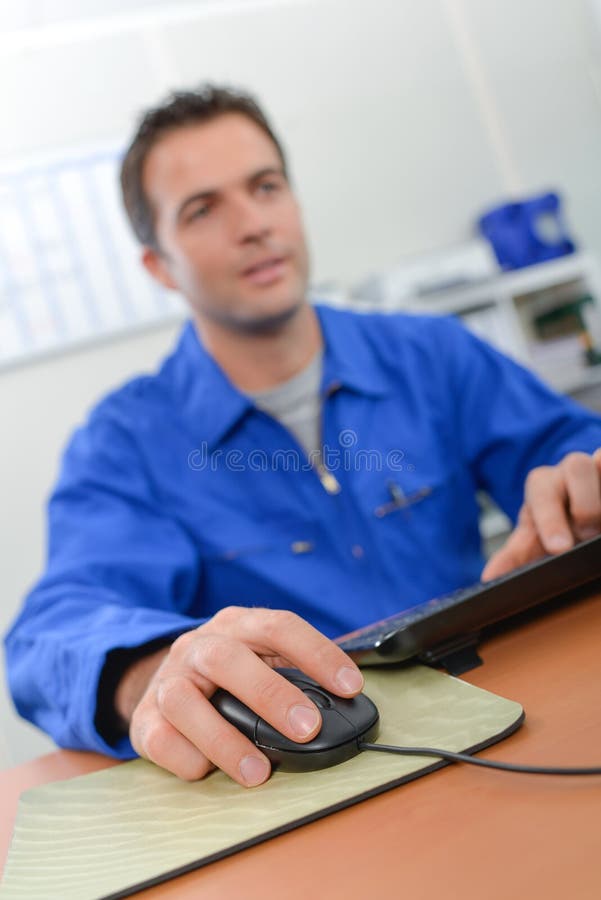 Man on Computer Hand on Mouse Stock Photo - Image of keyboard, click ...