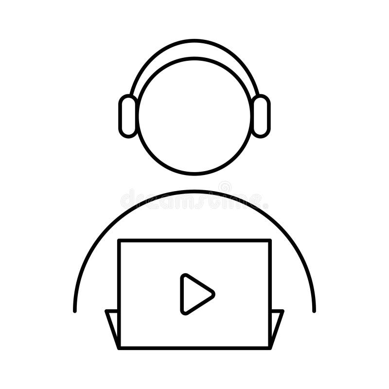 Man, Computer, Laptop, Headphone, Customer Services Icon Stock Vector ...
