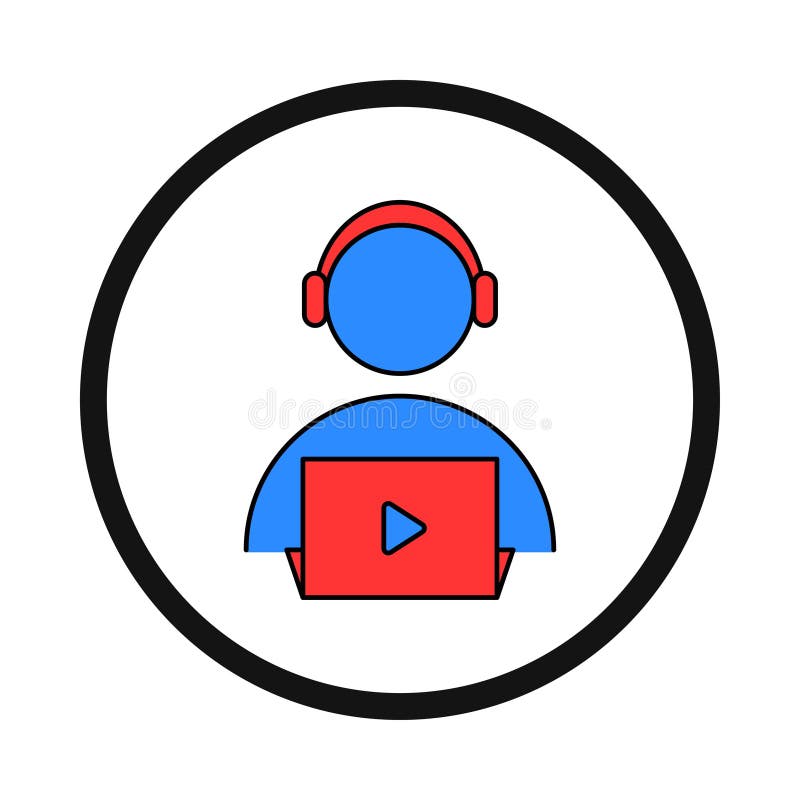 Man, Computer, Laptop, Headphone, Customer Services Icon Stock Vector ...