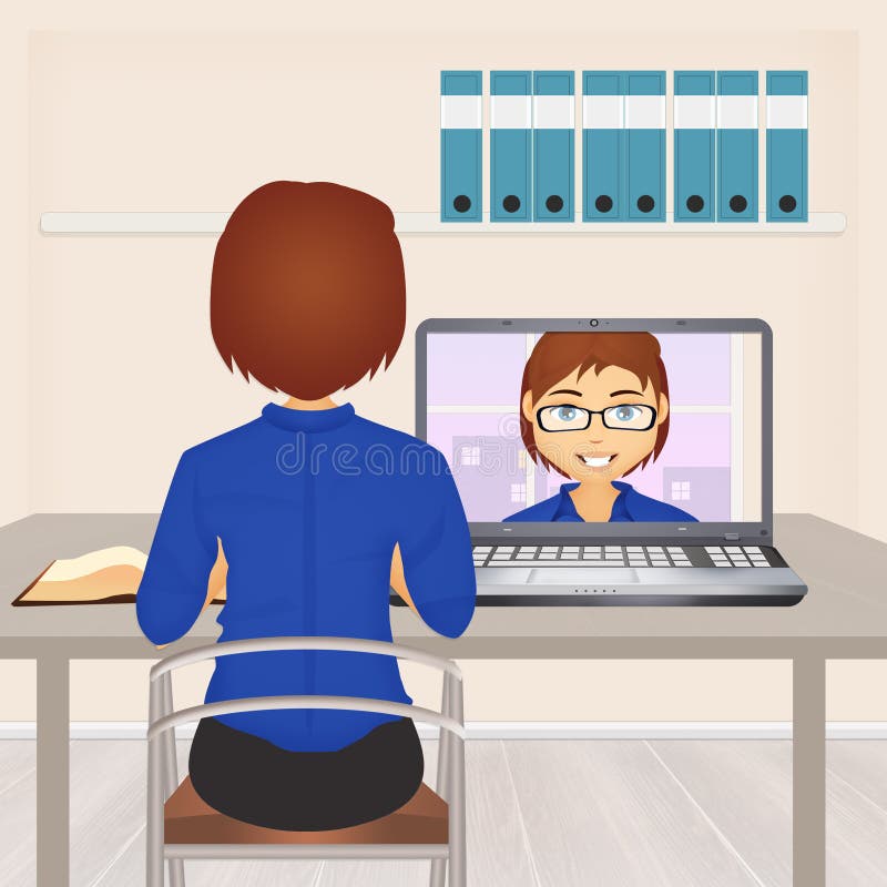 Man in the Computer Monitor Screen Stock Illustration - Illustration of ...