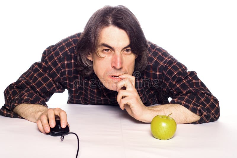 Man with the Computer Mouse Stock Image - Image of finger, electronics ...