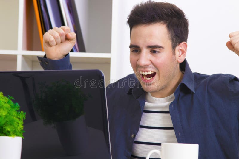 Man computer success stock photo. Image of agency, beautiful - 85804930