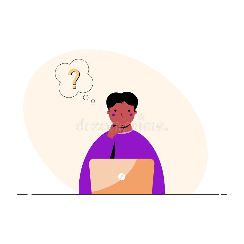 Computer Thinking Black Icon, Vector Sign on Isolated Background ...