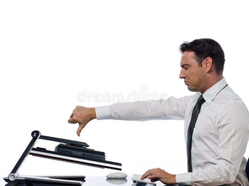 Man Computing Computer Conflict Bug Concept Stock Photo - Image of ...