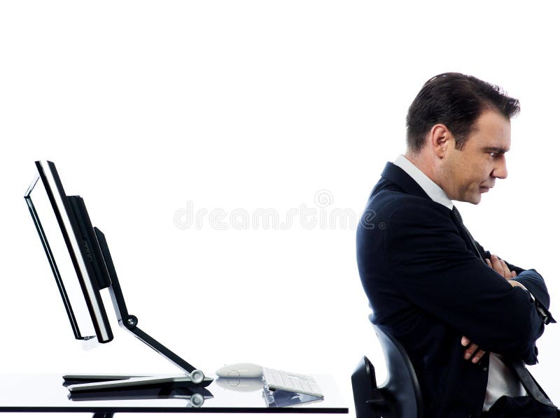 Man Computing Computer Conflict Bug Concept Stock Photo - Image of ...